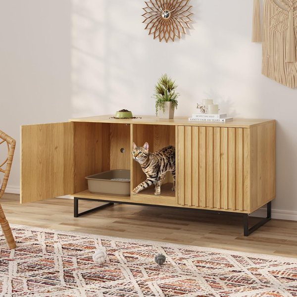 Tucker Murphy Pet™ Cat Litter Box Enclosure For 2 Cats, 47.6’’ Litter Box Furniture Hidden With ...